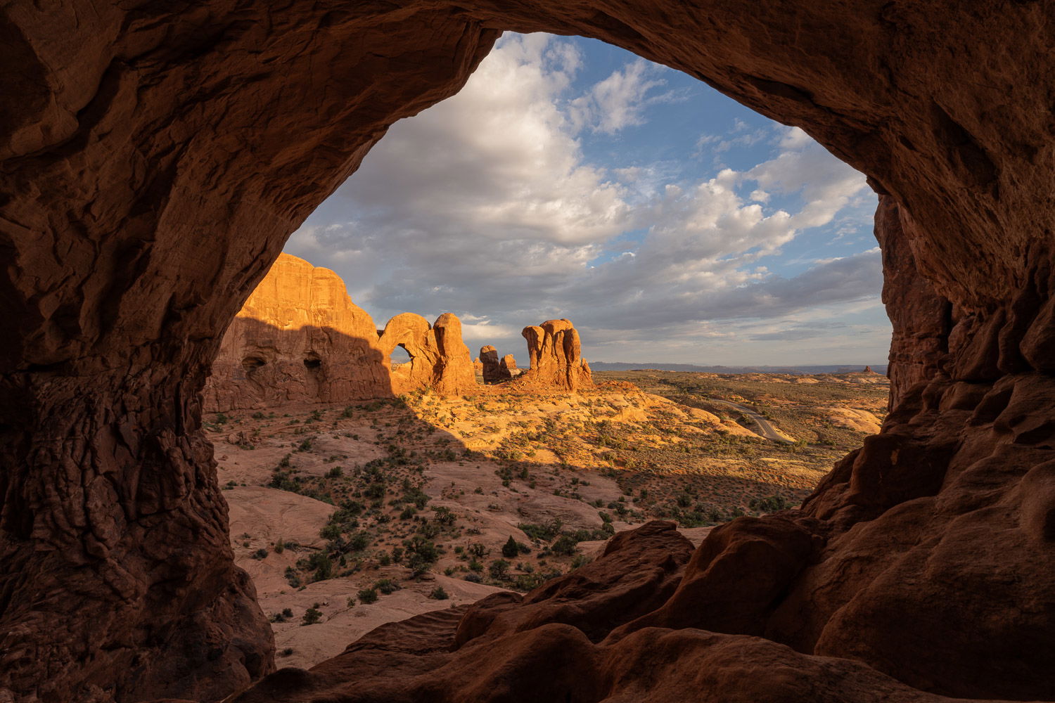 Alcove Framing Double Arch at Sunset - Arches NP - Landscape Critiques ...